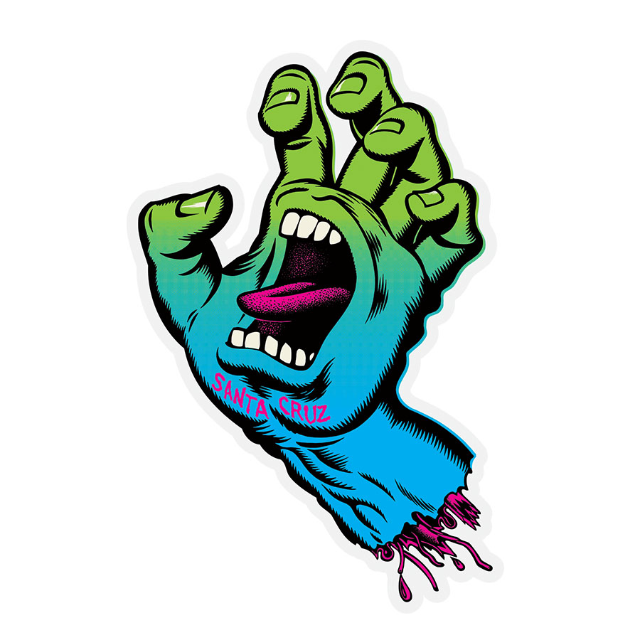 Decal Screaming Hand Sticker (Green/Blue Fade)