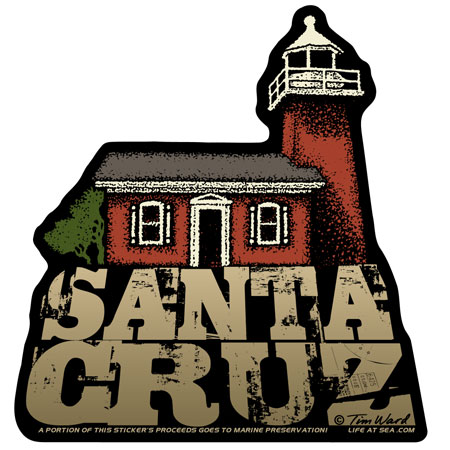 Decal Lighthouse Surfing Museum Santa Cruz Sticker - by Tim Ward